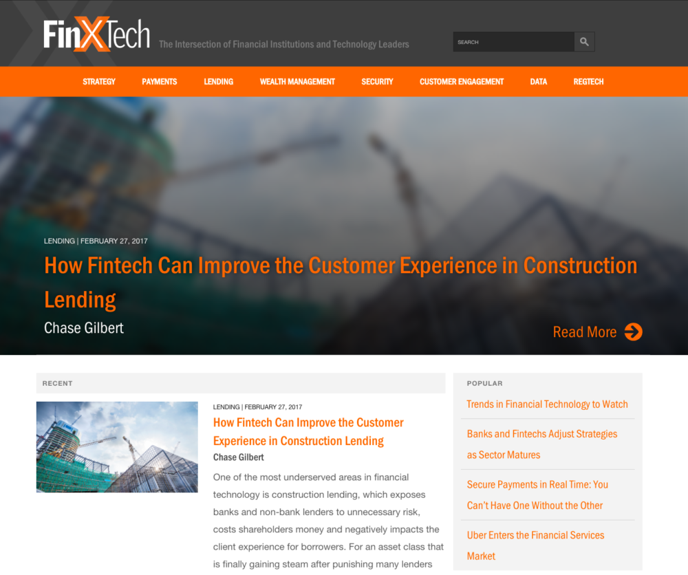 Construction Lending and Customer Experience, Featured in FinXTech | Built